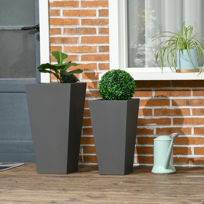 Save 34% • Outsunny 2-Pack MgO Flower Pots with Drainage Holes, Outdoor ...