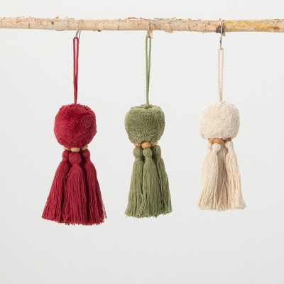 Ball With Tassel Ornament Multicolor 7"h Set Of 3 : Target