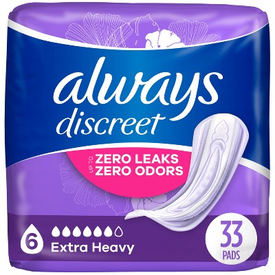 Always Discreet Extra Heavy Absorbency 6 Drop Base Pads - 33ct : Target