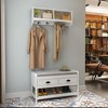Fufu&gaga White Wooden Wall Mounted Hall Tree Set Hooks And Bench : Target