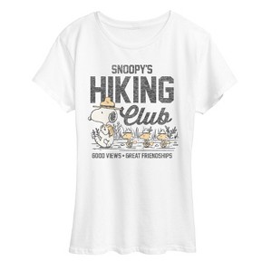 Women's Peanuts Snoopy's Hiking Club Short Sleeve Graphic T-Shirt ...