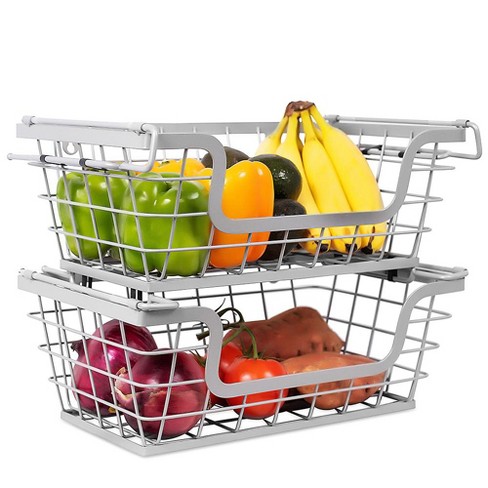 Birdrock Home 2-pack Wire Hanging Basket For Storage - Silver : Target