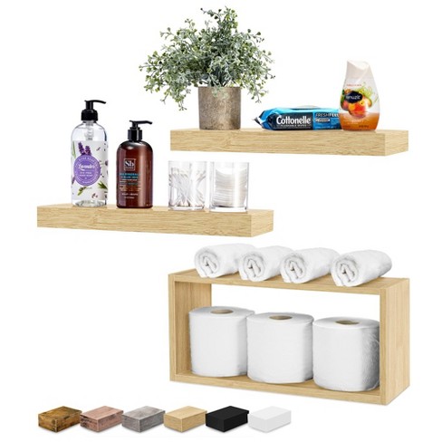 Sorbus 2 Floating Shelves With Invisible Brackets & 1 Rectangular Box ...