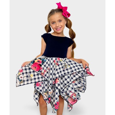 Covered In Plaid Smocked Handkerchief Dress Mia Belle Girls : Target