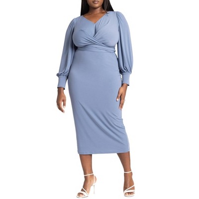 Eloquii Women's Plus Size Cross Front Midi Dress - 18, Flint : Target