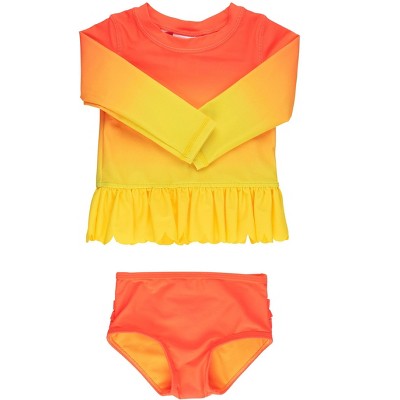 Rufflebutts Girls Upf50+ Sun Protected Scallop Hem Long Sleeve Rash ...