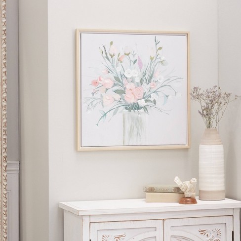 Canvas Floral Bouquet Framed Wall Art With Tan Frame - Olivia & May ...