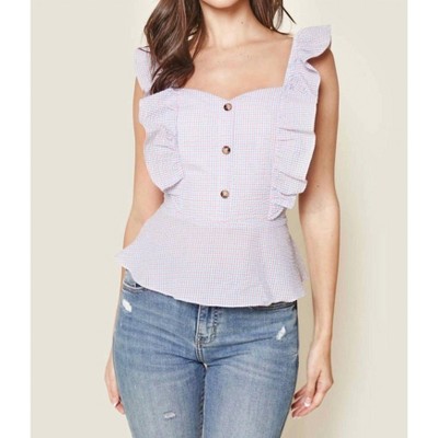 Women's Sheli Gingham Ruffle Top - Sugarlips : Target