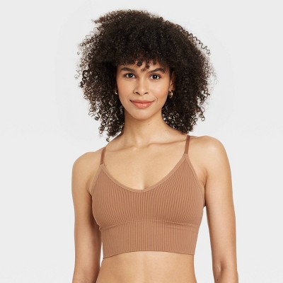 Women's Ribbed Seamless Longline Bralette - Auden™ Toffee Crunch Xs ...