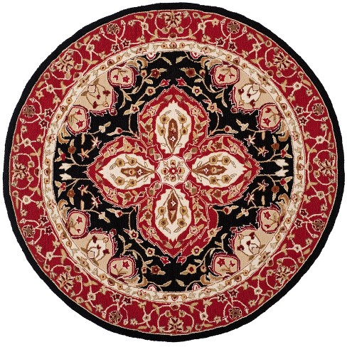 Easy Care Ezc718 Hand Hooked Area Rug - Black/red - 8' Round - Safavieh ...