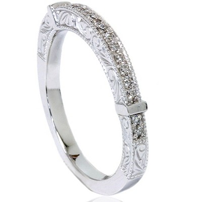 Pompeii3 1/4ct Vintage Heirloom Diamond Wedding Ring 14k White Gold ...