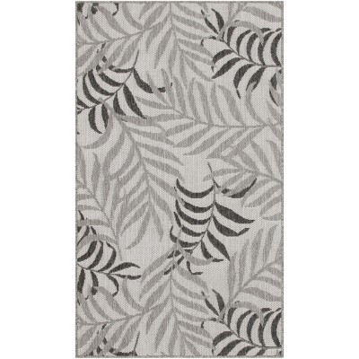 Nourison Garden Oasis Tropical Outdoor Rug Grey 3' X 5' : Target