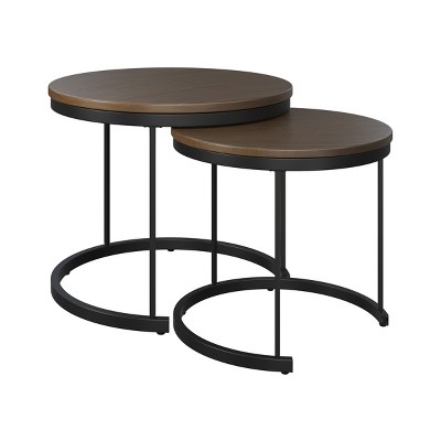 Nesting Coffee Table Set – Set Of 2 Small Round Tables Nest Together ...