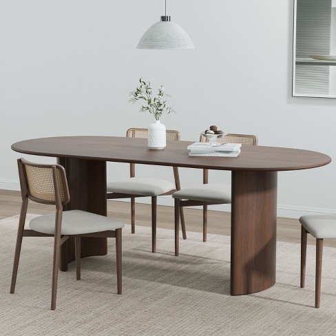 Dovelina Oval Dining Table Curved Leg Kitchen Table - 67"x33.5", Walunt ...