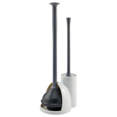 Mdesign Hidden Plunger And Brush Set For Toilet Bowl - Light Gray/dark ...