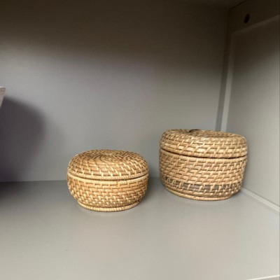 Small 3"x5" Woven Basket With Lid Natural - Hearth & Hand™ With ...