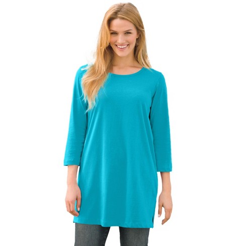 Woman Within Women's Plus Size Perfect Three-quarter-sleeve Scoopneck ...