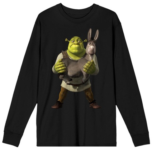 Shrek Ogre & Donkey Crew Neck Long Sleeve Black Adult Tee-xl : Target
