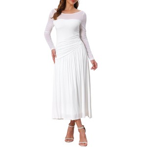 INSPIRE CHIC Women's Wedding Guest Pleats Ruched Long Sleeve Crewneck ...