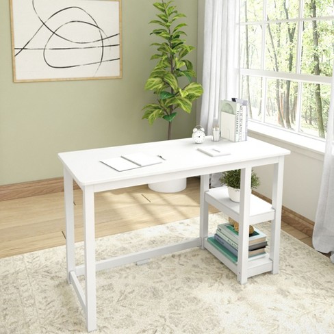 Plank+beam Computer Desk With Shelves, Simple Desk For Bedroom, Home ...