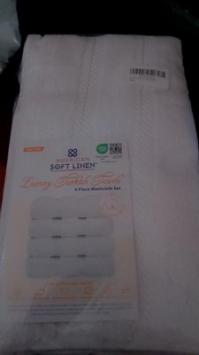 American Soft Linen 4 Pack Washcloth Set, 100% Cotton Washcloth Hand ...