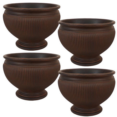 Sunnydaze Weather-resistant Double-walled Elizabeth Ribbed Urn Outdoor ...
