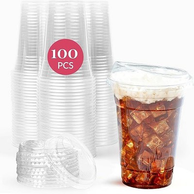 Prestee Plastic 16oz Disposable Iced Coffee Cups With Lids-clear : Target