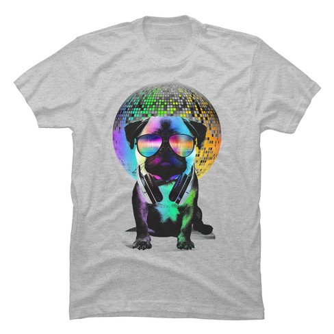 Men's Design By Humans Disco Pug By Clingcling T-shirt - Athletic ...
