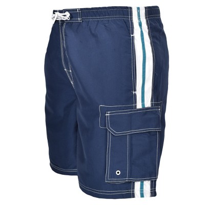 Falcon Bay Men's Rick's Cafe Cargo Pocket Side Panel Swim Trunk | Navy ...