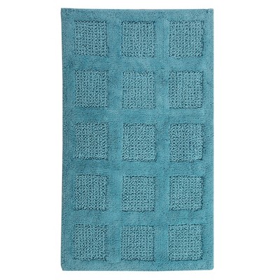 Square Honeycomb 100% Cotton Reversible Bath Rug Aqua by Knightsbridge ...