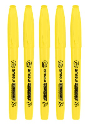 Enday Yellow Pen Style Fluorescent Highlighter With Pocket Clip, 5 Pack ...