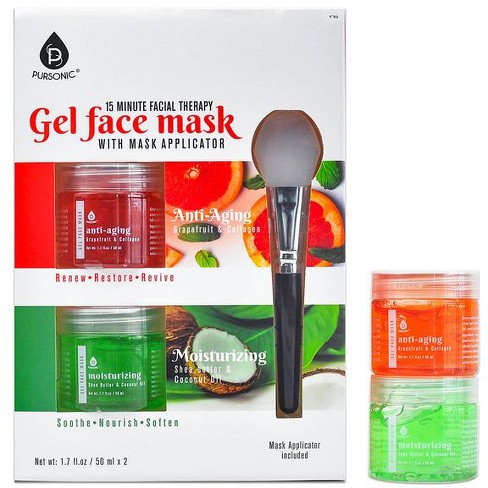 Pursonic 2 Pack Facial Therapy Gel Face Mask With Mask Applicator : Target