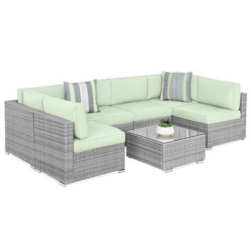 Best choice products 6pc outdoor patio garden wicker furniture rattan sofa set sectional grey store