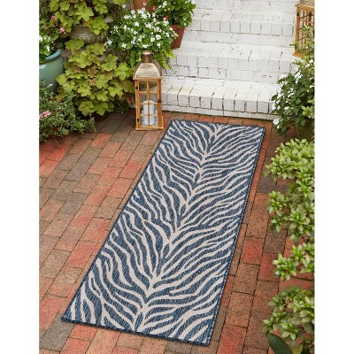 Unique Loom 2' 11 X 10' 0 Runner Indoor/outdoor Safari Blue Runner Rug ...