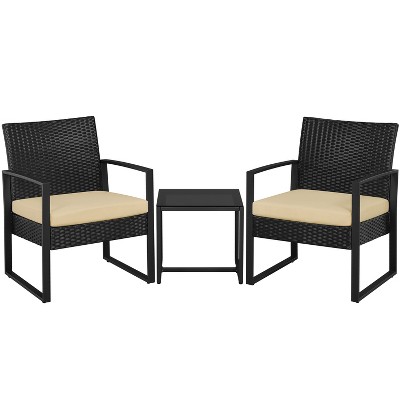 Yaheetech 3 Piece Patio Set Modern Pe Bistro Furniture Conversation ...