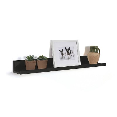 36" Set of 2 Picture Ledge Shelves Black - InPlace: MDF Floating Wall ...