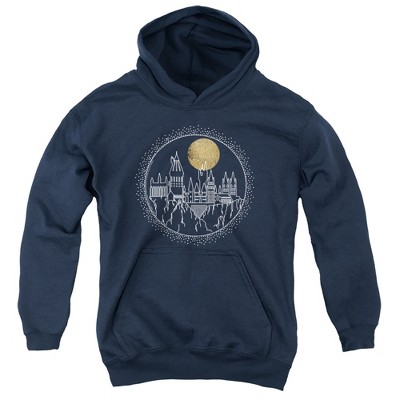 Boys' Harry Potter Hogwarts Full Moon Line Art Hooded Sweatshirt : Target
