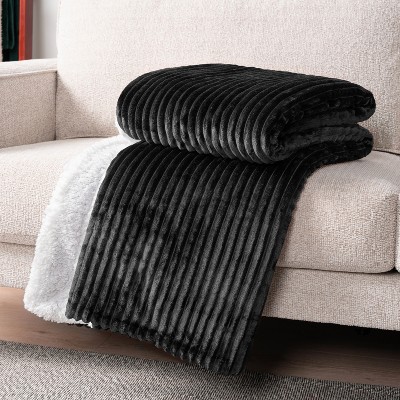 Pavilia Super Soft Fleece Flannel Ribbed Striped Throw Blanket, Luxury ...