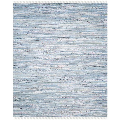 Rag Rug Rar125 Hand Woven Indoor Area Rug - Light Blue/multi - 8'9"x11 ...