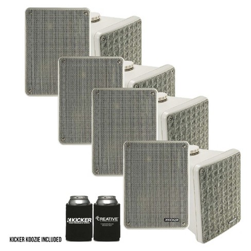 Kicker Kb6 Indoor Outdoor Patio Speaker Bundle In Gray- 8 Speakers ...