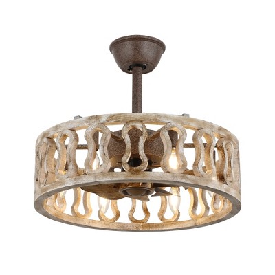 Bella Depot 18" Rustic Wood Cage Ceiling Fan 3-speed Reversible Fan ...