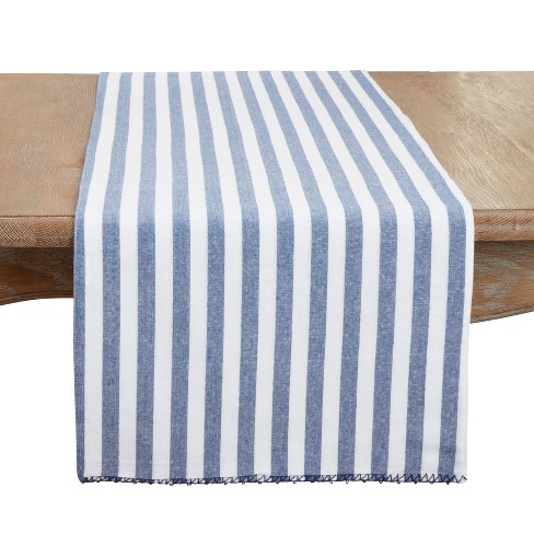 Saro Lifestyle Soothing Stripes Table Runner, Blue, 16"x72" : Target
