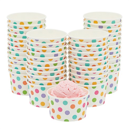 Blue Panda 50 Pack Rainbow Polka Dot Disposable Ice Cream Sundae Cups ...