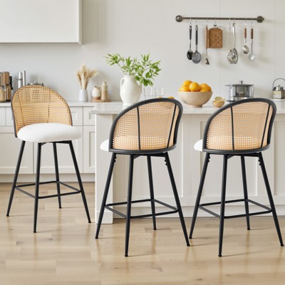 Bekrvio 26'' 360° Swivel Counter Height Bar Stools , Set of 3, White ...