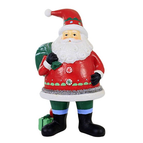 Ganz 7.75 In Peppermint Santa Figurine Bag Presents Buttons Figurines ...