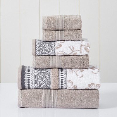 Modern Threads 6 Piece Yarn Dyed Jacquard/solid Towel Set, Ophelia ...