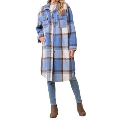 Women's Hayley Brushed Longline Shacket - On Blue : Target