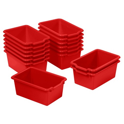 Ecr4kids Scoop Front Storage Bin, Red, 15-piece : Target