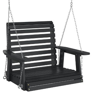 vidaXL Garden Swing Chair Black Solid fir wood Single Comfy : Target