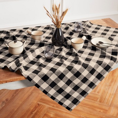 Solino Home Linen Buffalo Check Table Throw Natural And Black 52 X 52 ...